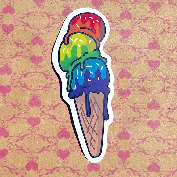 Hand Crafted | Design | Ice Cream Pride Month Lgbtqia Rainbow Vibrant ...